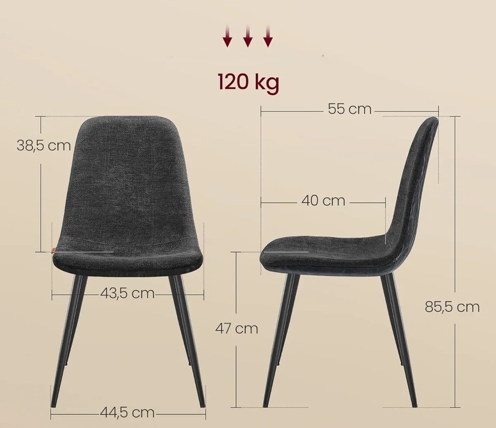 Sada 2 ks jídelních židlí Mikes šedá