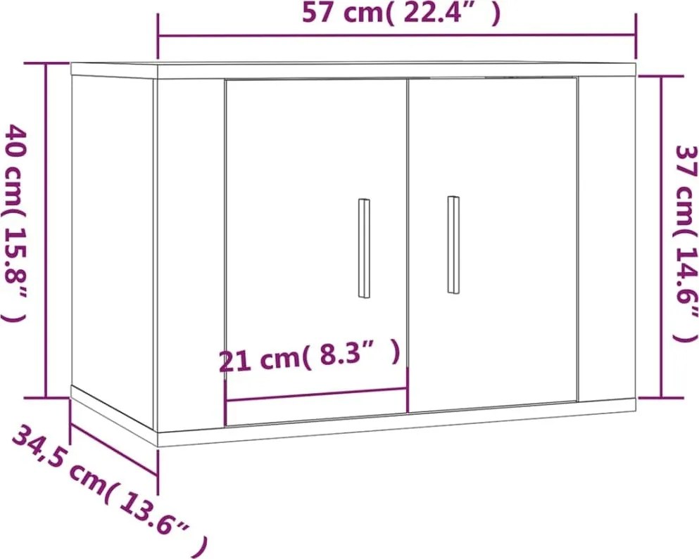 vidaXL Nástěnné TV skříňky 2 ks 57 x 34,5 x 40 cm [3188338] Barva: Betonová šedá