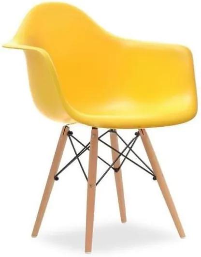 design4life Jídelní židle-křeslo LEGNO masiv, žlutá