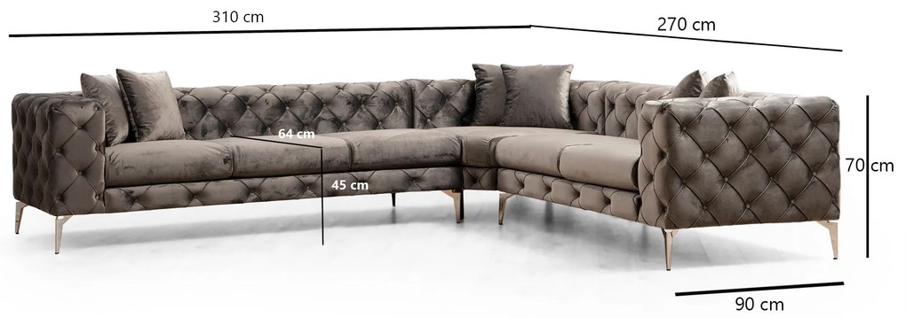 Atelier del Sofa Rohová sedací souprava Como Right - Anthracite, Antracitová