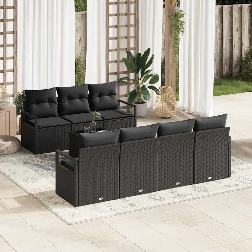 Set pohovek 8 ks 7-Počet míst Černá polyratan 3346293
