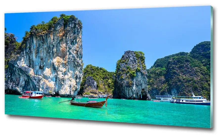 Wallmuralia Foto obraz sklo tvrzené Loďě Thajsko 100x50