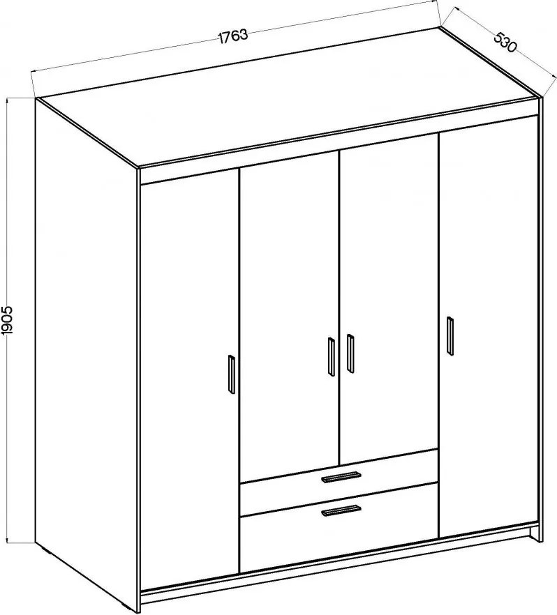 FALCO Šatní skříň Enja 4D2S Odstín: Bílá