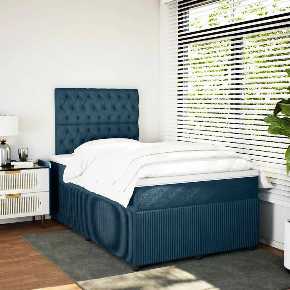 Box spring postel s matrací modrá 120 x 200 cm samet 3294620
