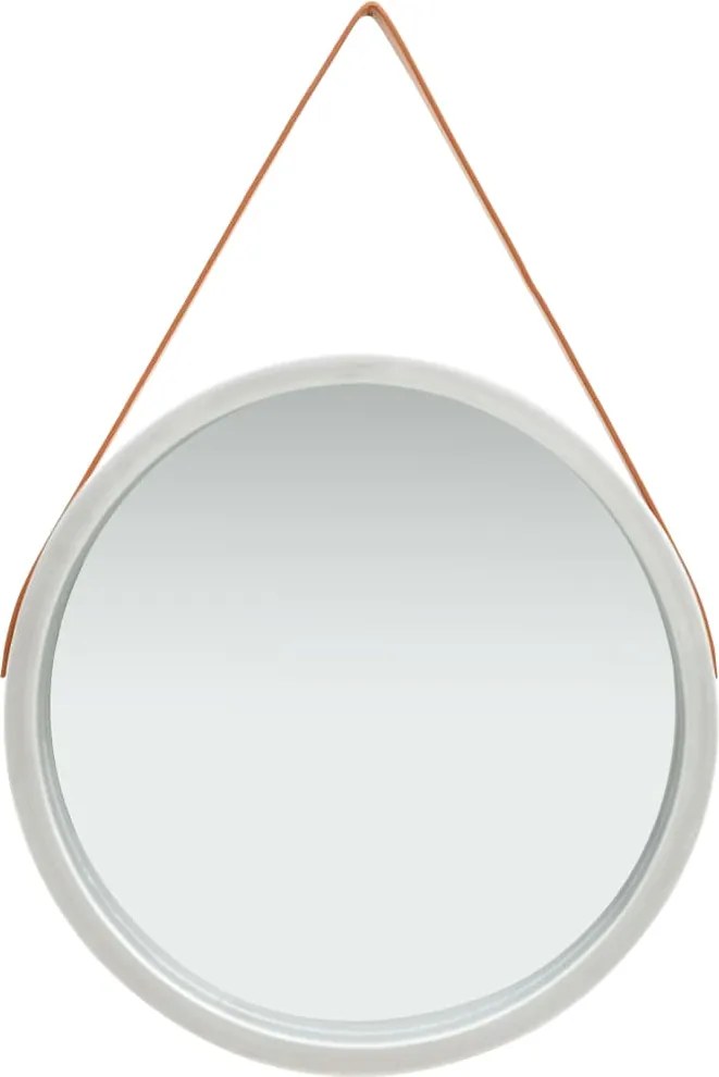 Nástěnné zrcadlo s popruhem 60 cm stříbrné 320370