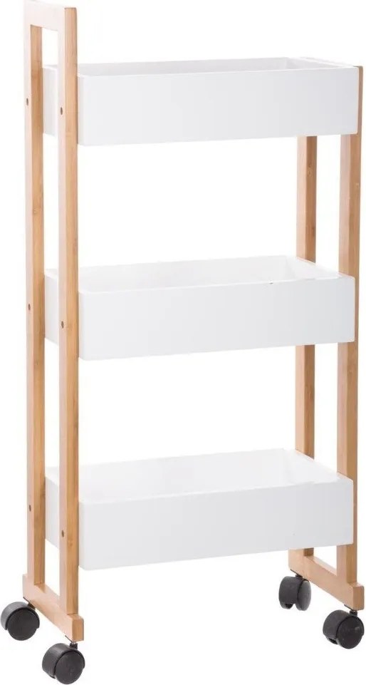 Koupelnový regál na kolečkách BAMBOO, 3 úložné police