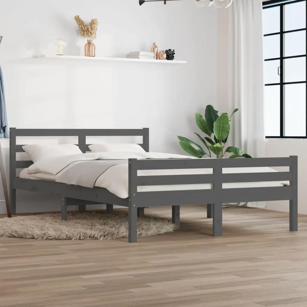 Rám postele šedý masivní dřevo 160 x 200 cm,  814831
