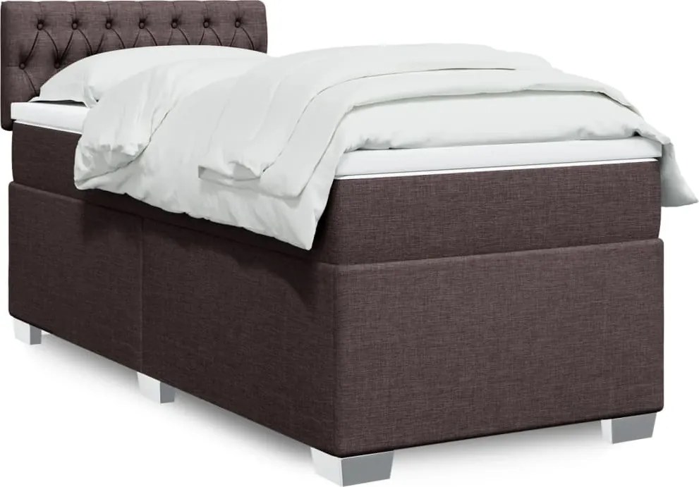 Box spring postel s matrací tmavě hnědá 90x190 cm textil 3288053