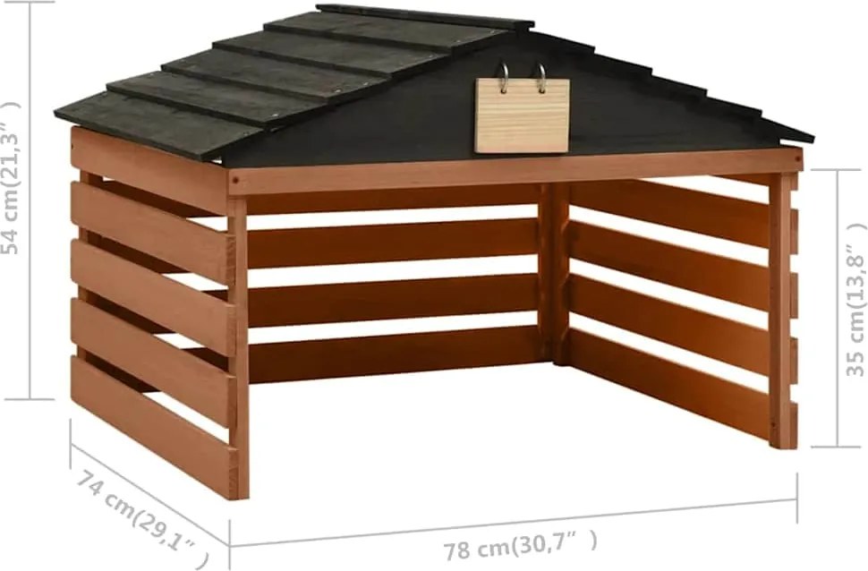 Garáž na robotickou sekačku černohnědá 78x74x54 cm jedlové dřevo 315301