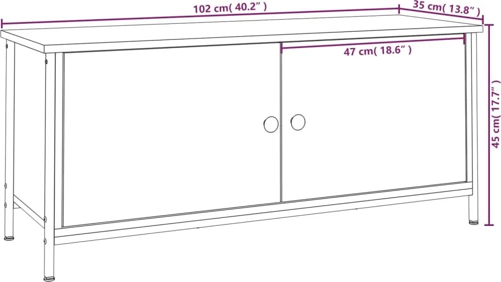 vidaXL TV skříňka s dvířky 102 x 35 x 45 cm kompozitní dřevo [826290] Barva: hnědý dub