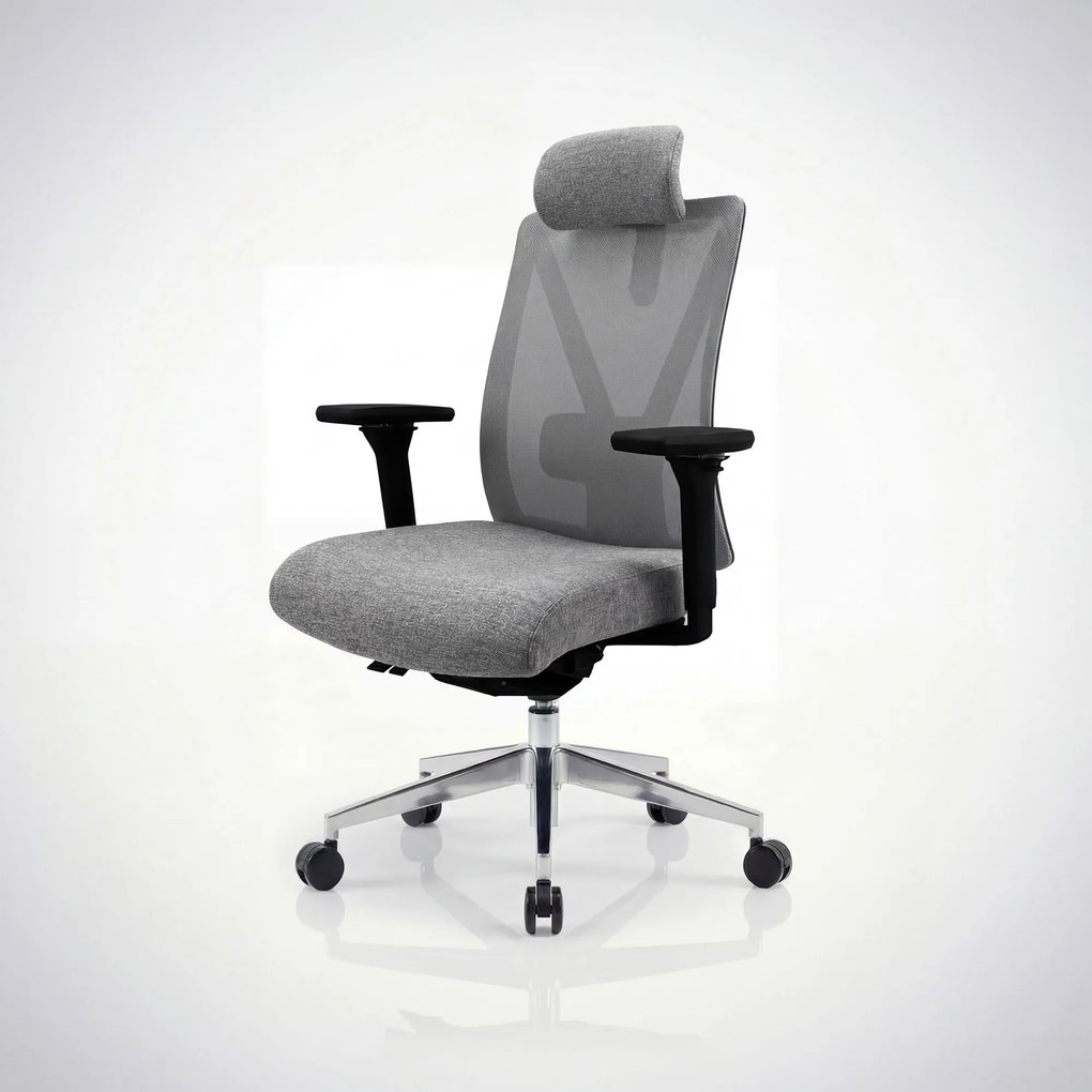 Ergonomická kancelářská židle šedá se síťovinou VECTOR