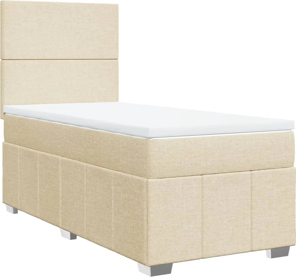Box spring postel s matrací krémová 90x200 cm textil 3291549