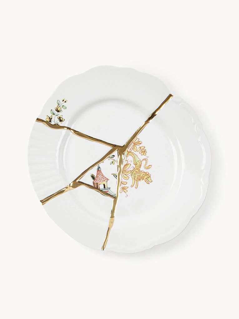 Porcelánový snídaňový talíř Kintsugi