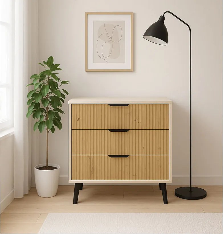 Komoda Borg Duo 3Š kašmír / dub artisan