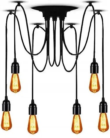 Toolight - Stropní lampa Spider 6xE27, černá, OSW-00017