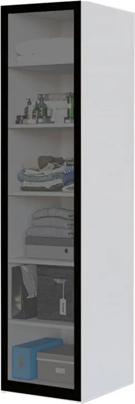Regál 1D 50 vitrína grafit BL, korpus bílý
