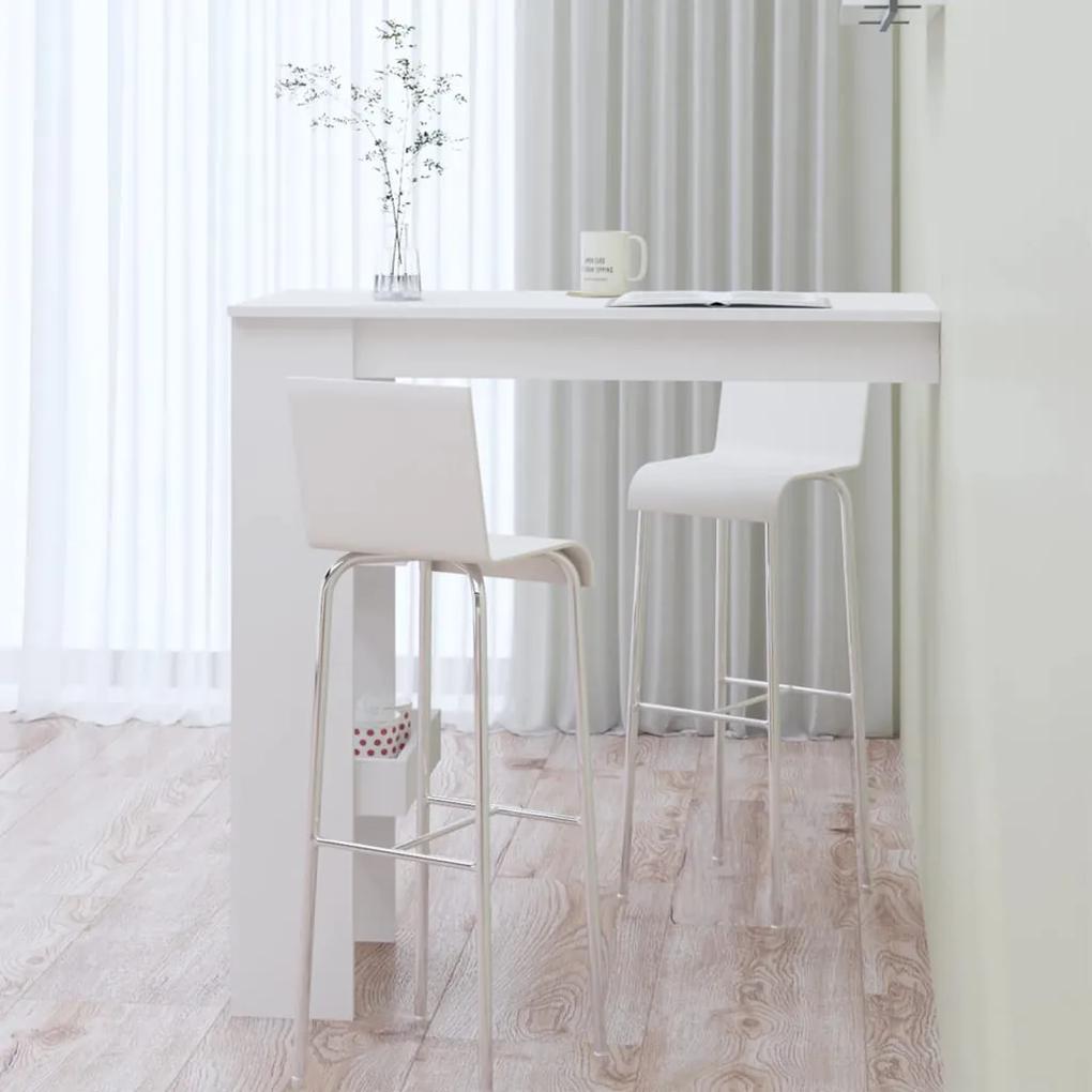 Nástěnný barový stolek bílý vysoký lesk 102x45x103,5cm kompozit