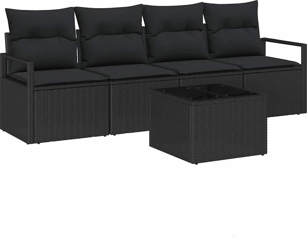 Set pohovek 5 ks 4-Počet míst Černá polyratan 3354922