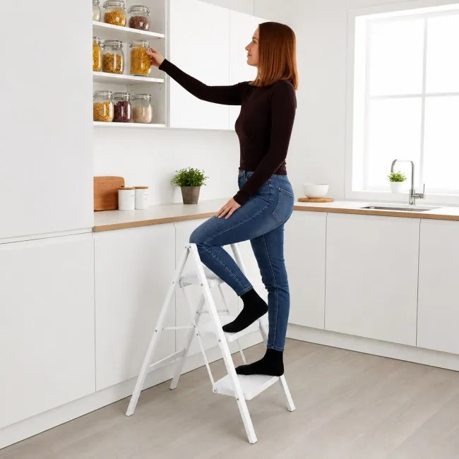 Skládací schůdky EASYSTEP 3-stupňové bílé