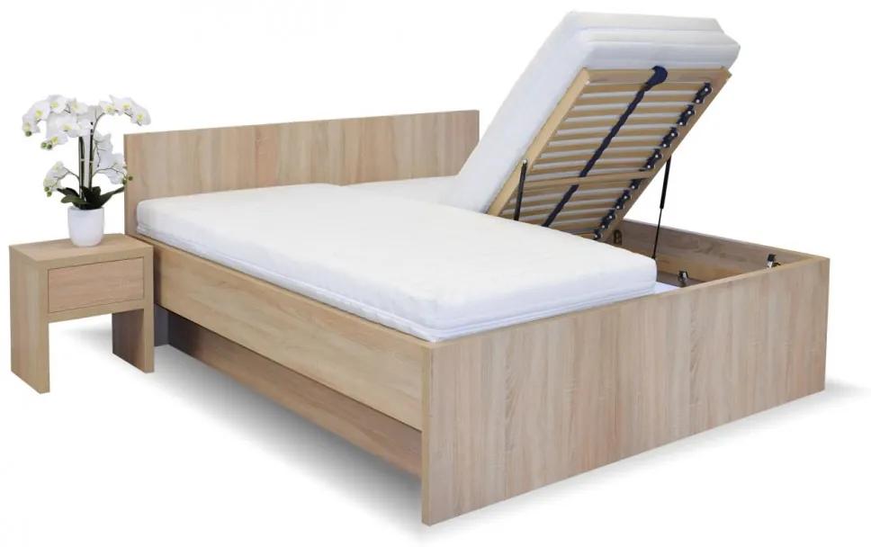 Manželská postel s úložným prostorem Tropea, 160x200, 180x200 INTENA, 180x200 cm, Dub hnědý