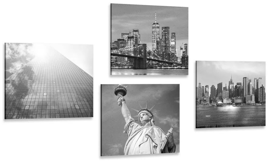 Set obrazů černobílý New York Varianta: 4x 60x60