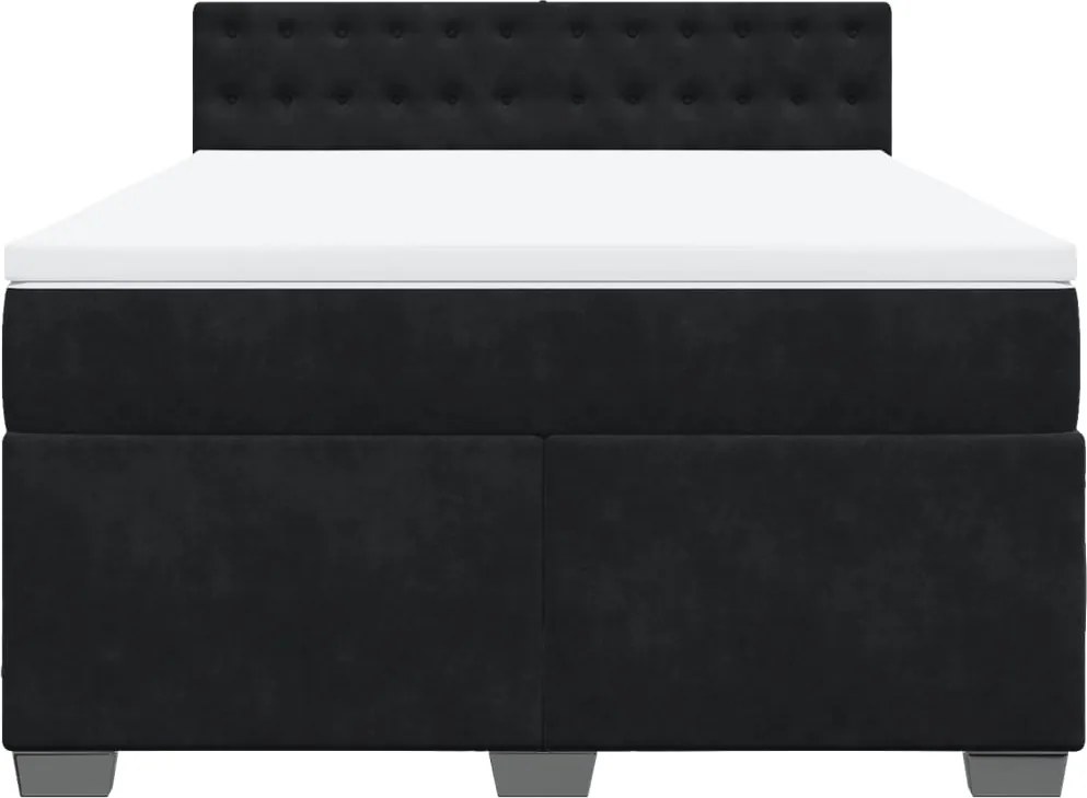 Box spring postel s matrací černá 160x200 cm samet 3286368