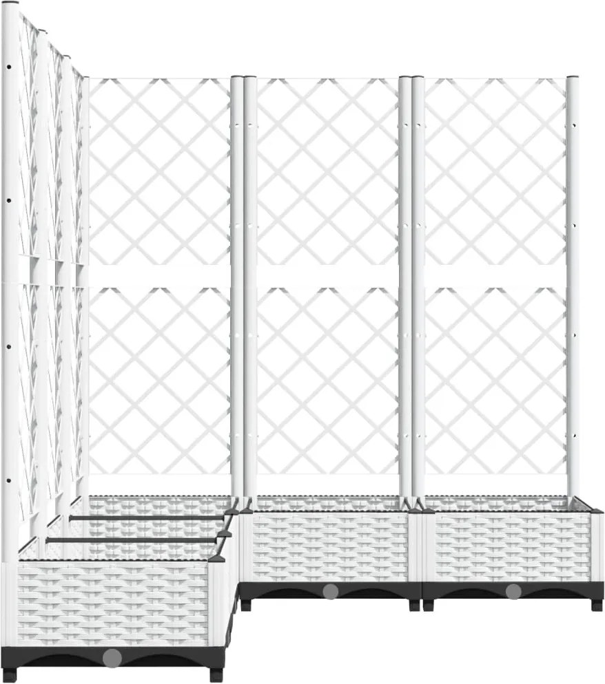 Zahradní truhlík s treláží bílý 120 x 120 x 121,5 cm PP 153287