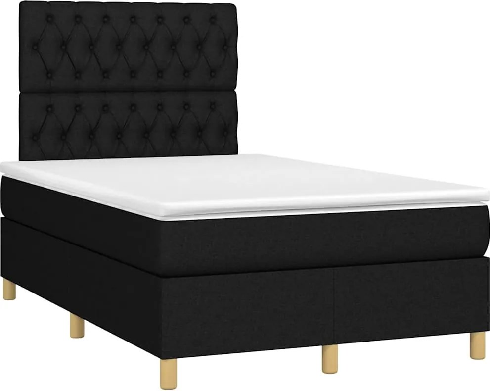 Box spring postel s matrací a LED černá 120 x 200 cm textil 3135663