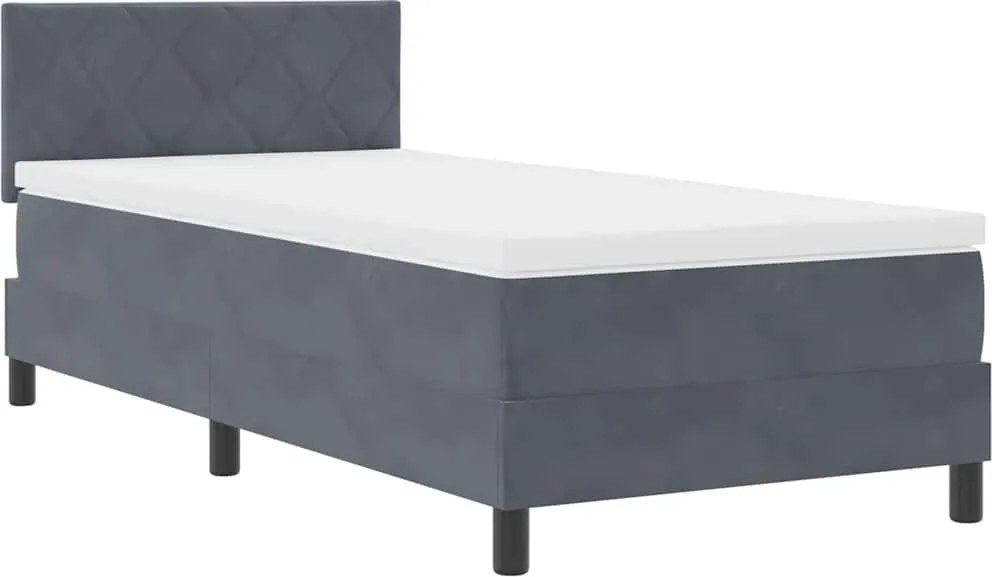 Postel s boxspringem s čelo Tmavě šedá 90 x 190 cm samet 3339207