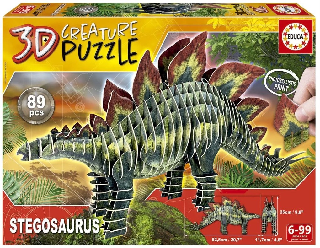 3d puzzle educa 3d puzzle stegosaurus 89 dílků