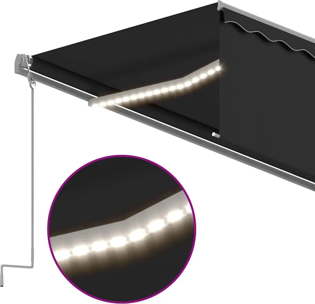 Automatická markýza roleta LED a senzor větru 5x3 m antracitová 3069474