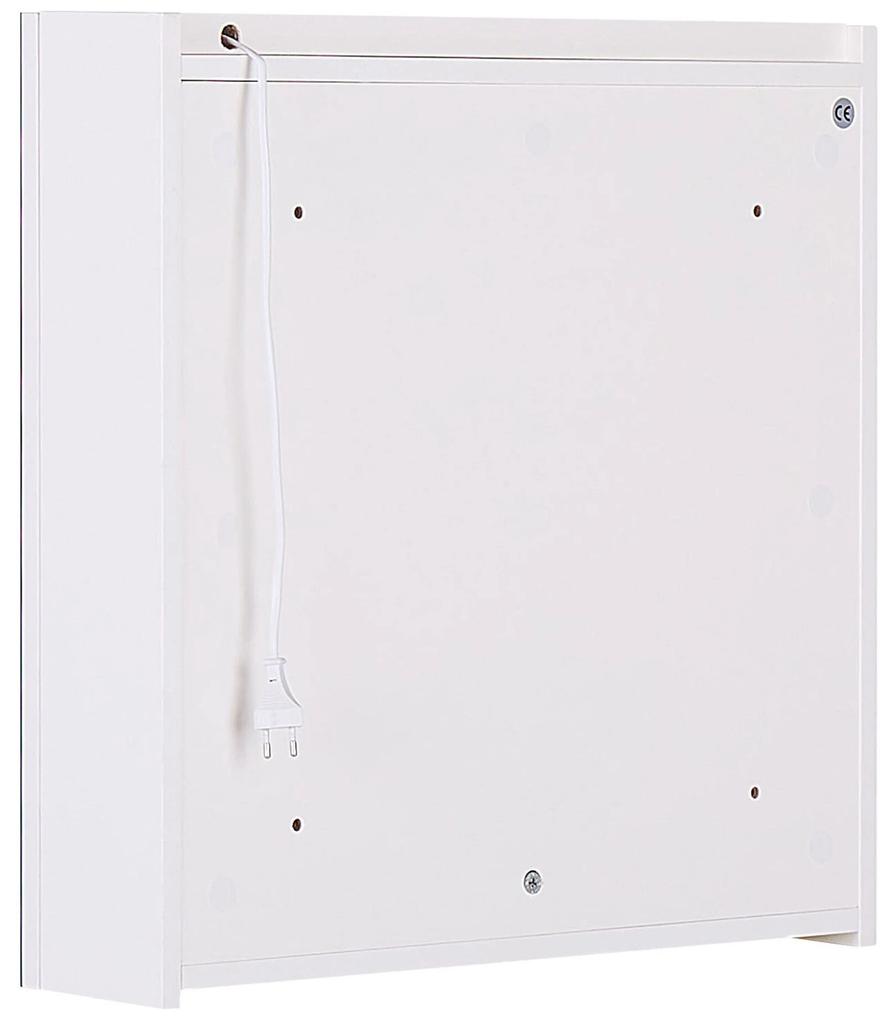Koupelnová zrcadlová skříňka s LED osvětlením 60 x 60 cm bílo stříbrná TALAPAGA Beliani