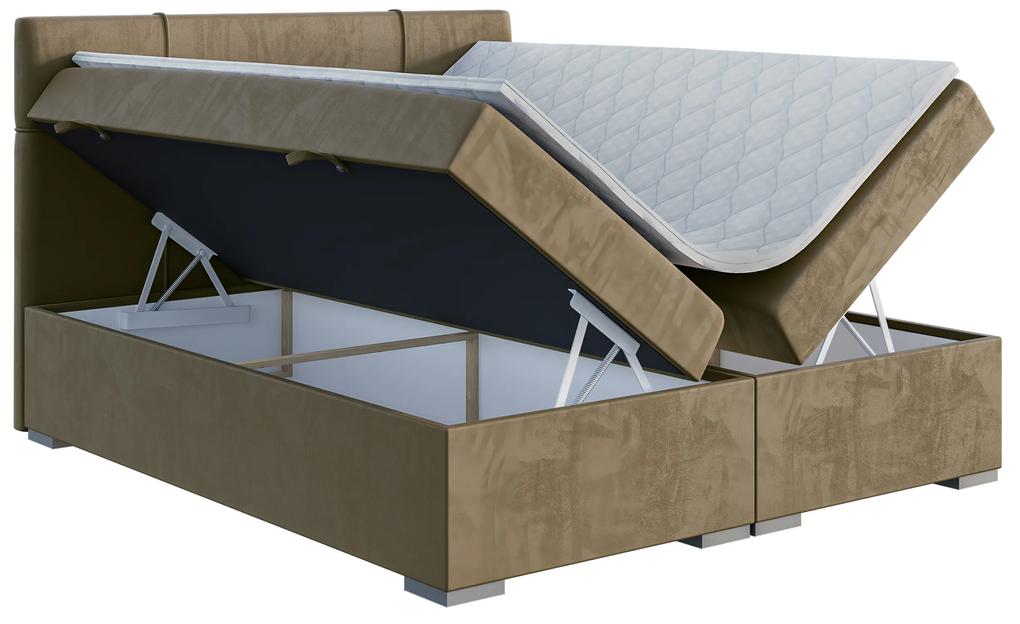 Kontinentální postel 180 cm Gal (tmavobéžová) (s matrací a úl. prostorem). 1043372