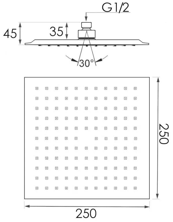 Erga Erga, SLIM sprchová hlavice o průměru 25x25 cm, chromová, ERG-YKA-BP.CBE-25-CHR