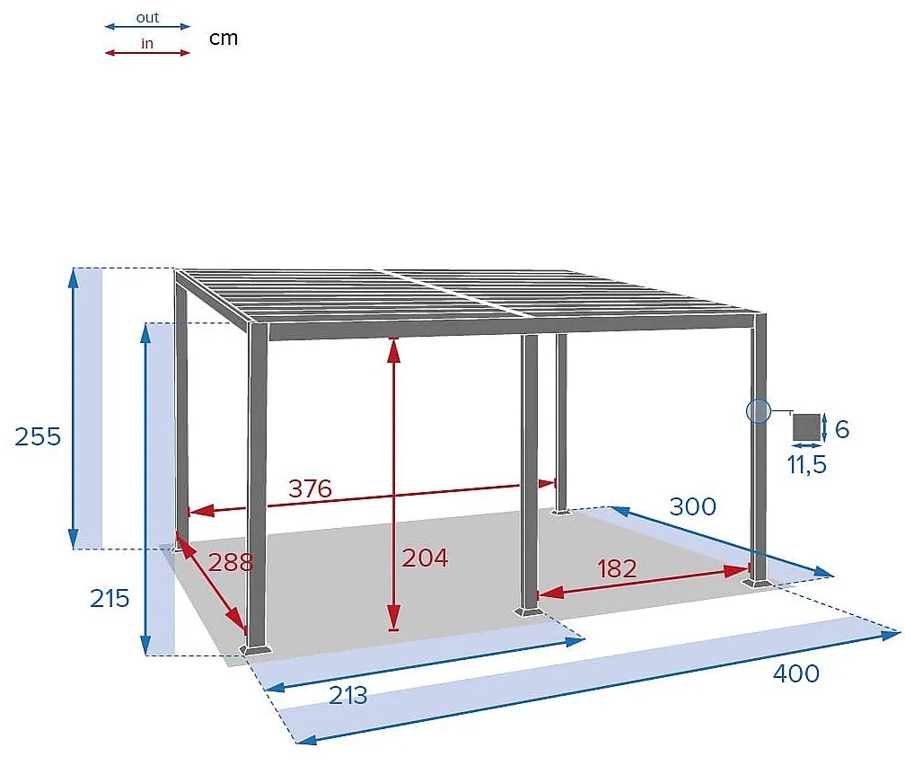 DEOKORK Zahradní hliníkový altán LUXURY 4x3 m (grafit)