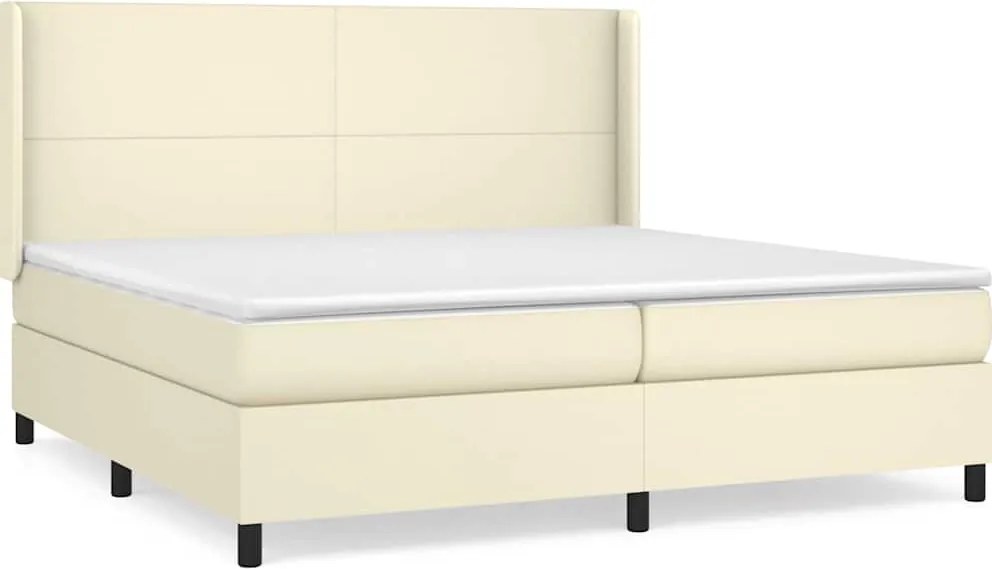 Box spring postel s matrací krémová 200x200 cm umělá kůže 3132401