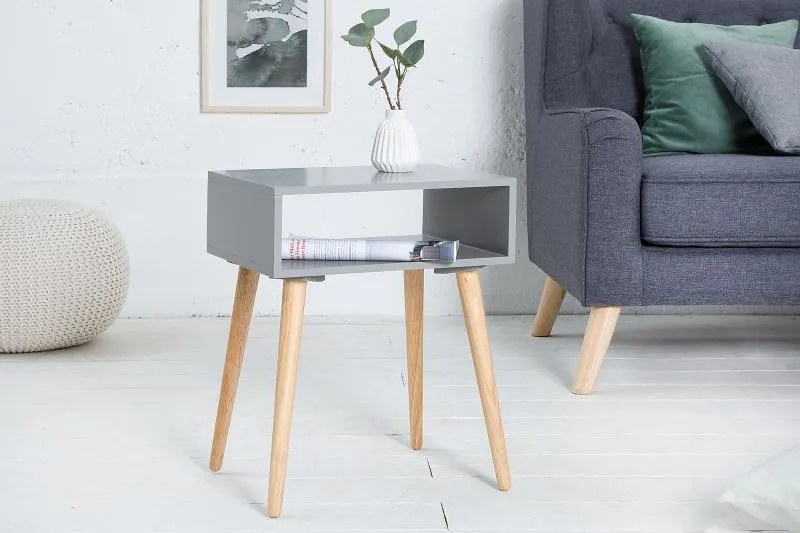 Odkládací stolek Scandinavia sivý- dub / čtverec