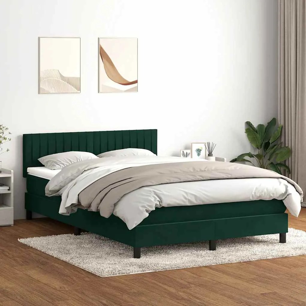 Box spring postel s matrací tmavě zelená 160x220 cm samet 3316458