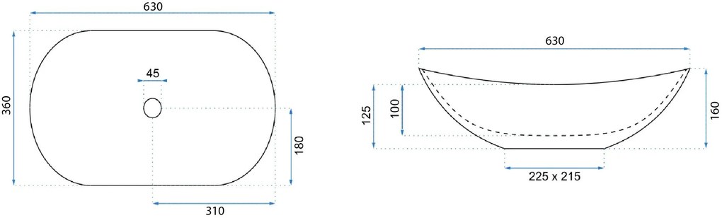 Keramické umyvadlo na desku REA ROYAL STONE černý mramor mat