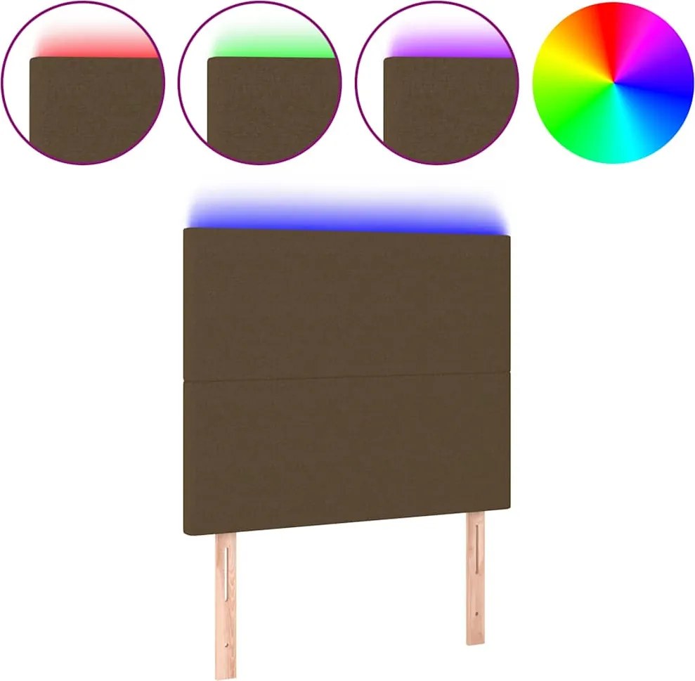 Čelo postele s LED tmavě hnědé 90x5x118/128 cm textil 3122129