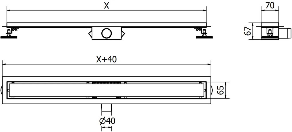 MEXEN - Flat M13 lineární odtokový žlab, 2v1, 150 cm, zlatá - 1510150