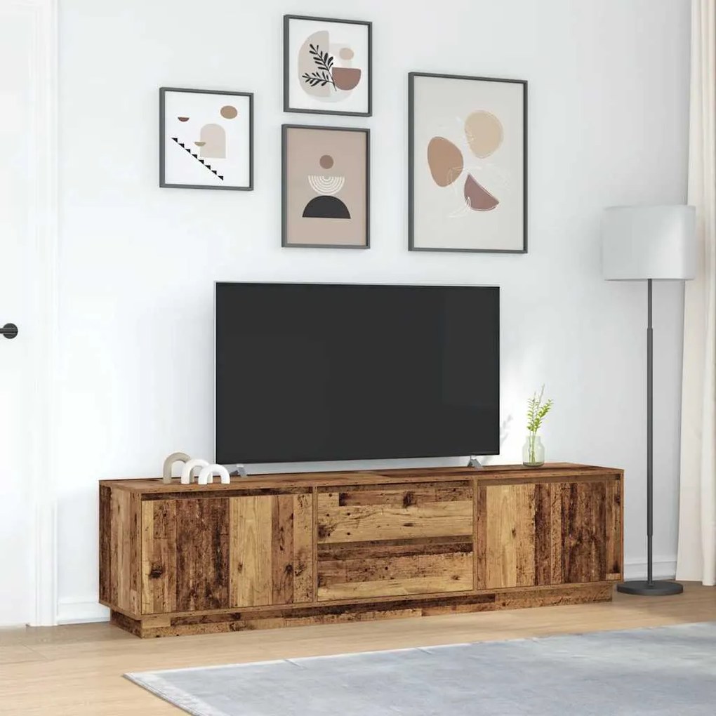 TV skříňka s LED osvětlením starého dřeva 193,5x41x50 cm 3328442