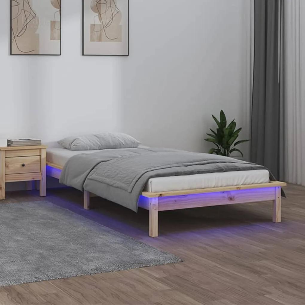 Rám postele s LED světlem 90 x 200 cm masivní dřevo,  820591
