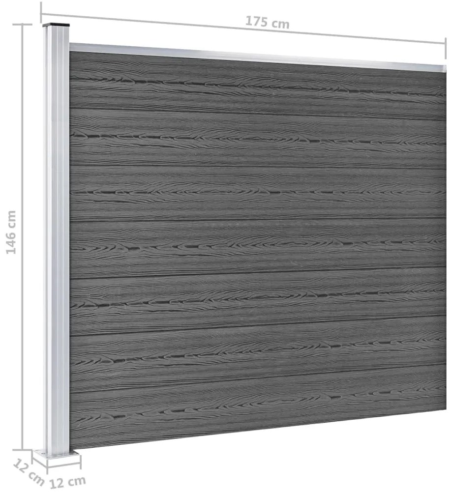 vidaXL Marketos Zahradní plot WPC 699 x 146 cm černý