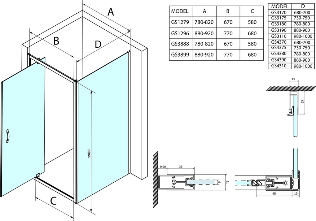 Gelco SIGMA SIMPLY 100 cm GS3110 boční stěna