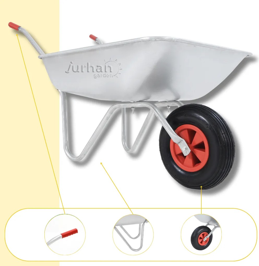 Kolečko LARRY pozinkovaný, max. 1 kapacita 80l/100kg, stříbrná/černá Gardebruk