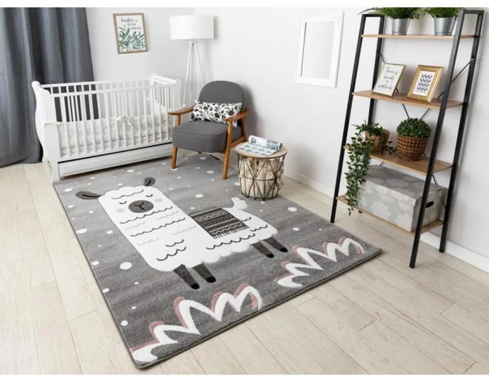 Dětský kusový koberec Lama šedý 180x270cm