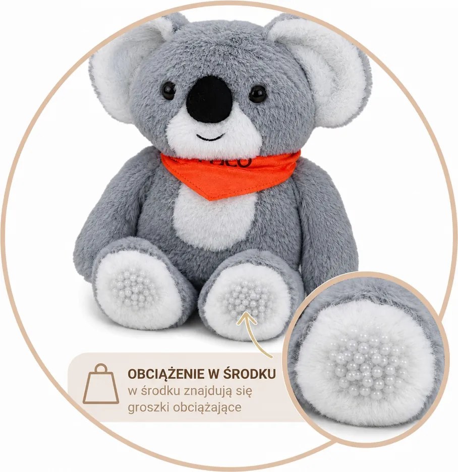 LEAN Toys Medvídek Koala – plyšová terapeutická hračka s váhou 1,3 kg, šedá, 35 cm