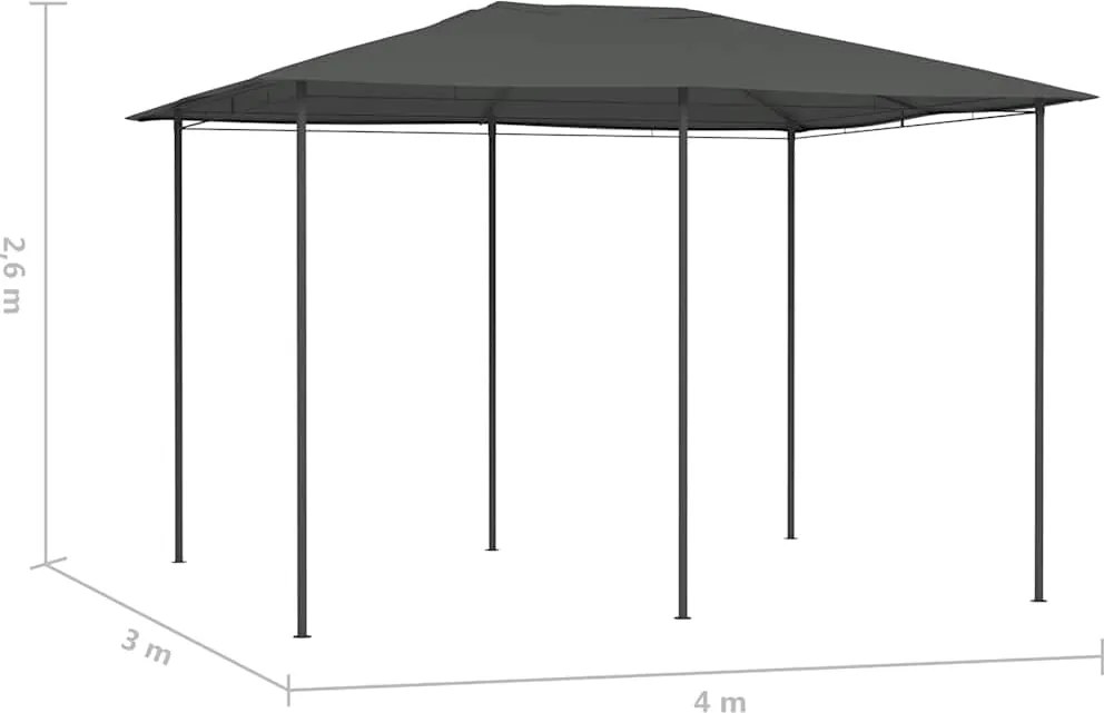 Altán 3 x 4 x 2,6 m antracitový 160 g/m² 313616