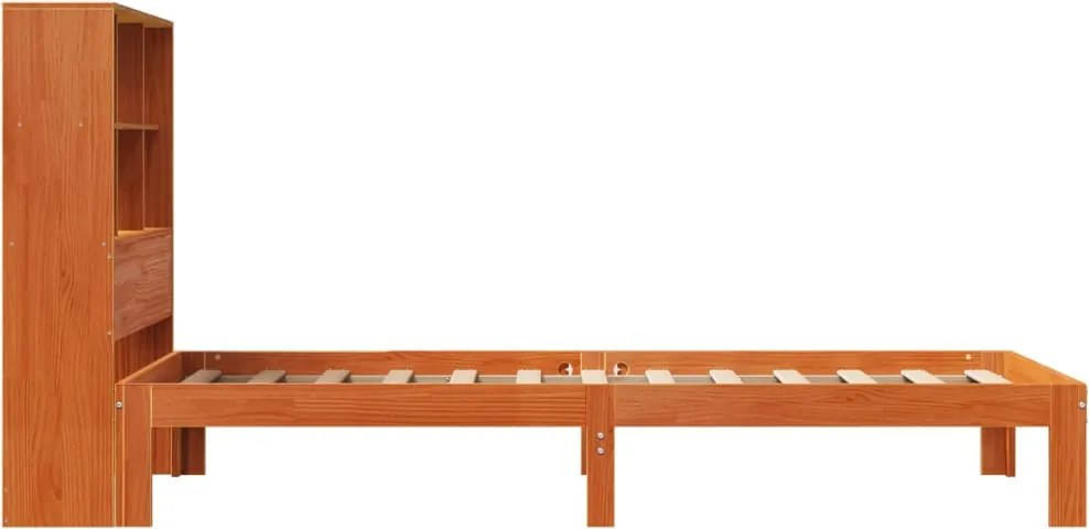 Postel s knihovnou bez matrace hnědá 100x200 cm masiv borovice 3322578